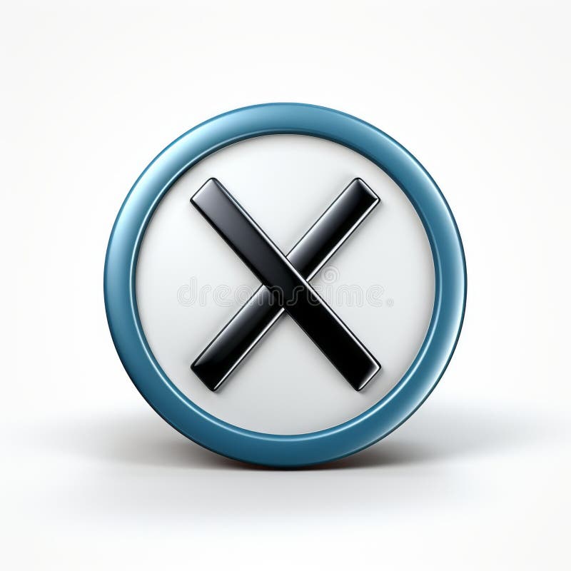 A Blue and White Button with an X Symbol on it Stock Illustration ...