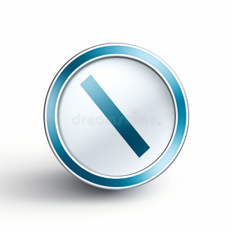 A Blue and White Button with the Symbol of a No Entry Sign Stock ...