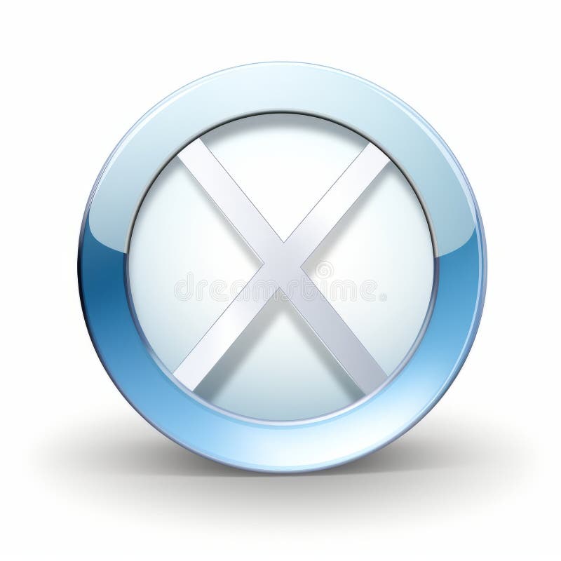 A Blue and White Button with an X on it Stock Illustration ...