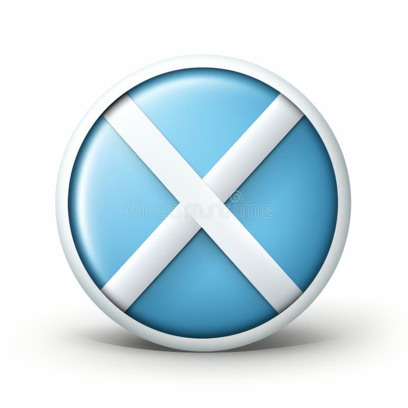 A Blue and White Button with an X on it Stock Illustration ...