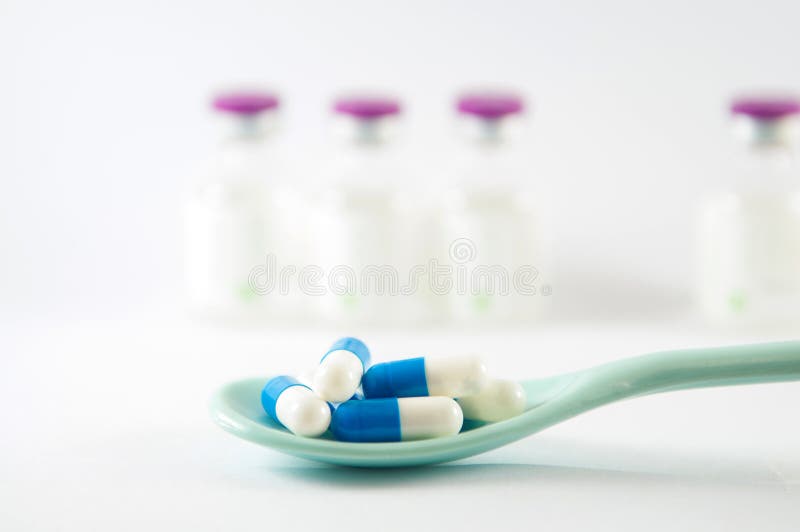 Blue and White Capsule in Transparent Blister Pack Stock Image - Image ...