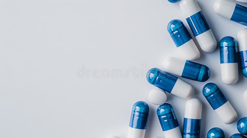Blue and White Capsules on White Background Stock Illustration ...