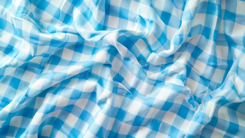 A Blue and White Checkered Fabric with a Ruffled Texture Stock Image ...