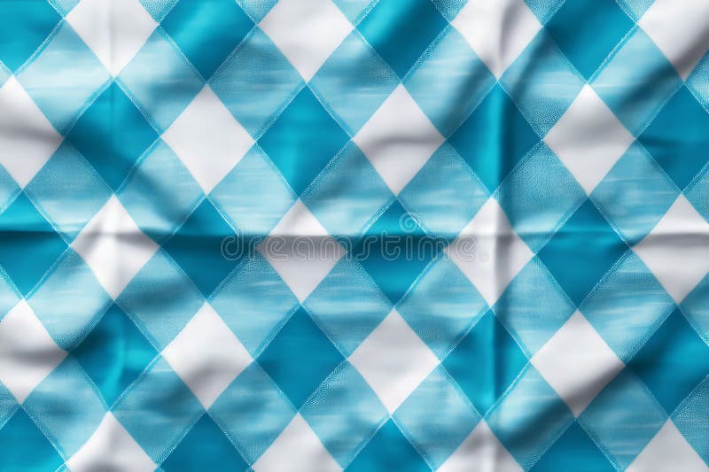 A Blue and White Checkered Table Cloth with a Pattern on it Stock Image ...