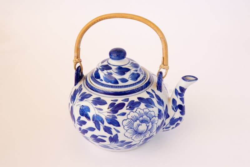 Blue and White China Teapot Stock Image - Image of ceramic, bamboo ...