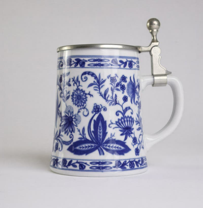 Blue and White Chinoiserie Patterned Beer Stein Stock Photo - Image of ...