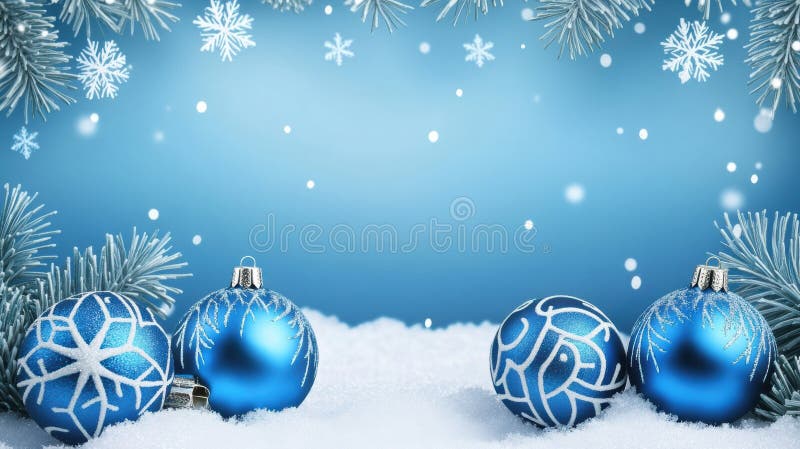 Blue and White Christmas Decoration on a Light Blue Background ...
