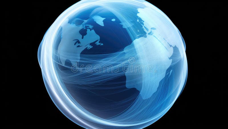 Blue and White Circular Earth Globe with Wave Stock Illustration ...