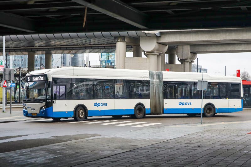 Blue and White City Bus of GVB in Amsterdam Editorial Stock Image ...