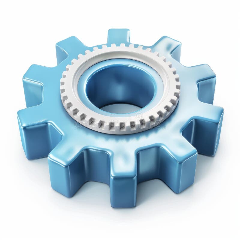 Blue and White Cogwheel on White Surface Generated Using AI. Stock ...