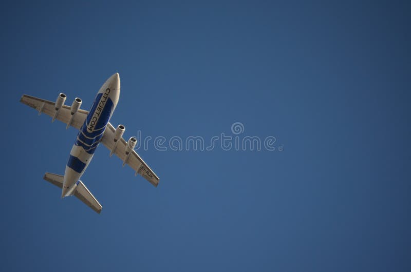 Airplane Upwards and Trail in Clear Blue Sky Stock Image - Image of ...