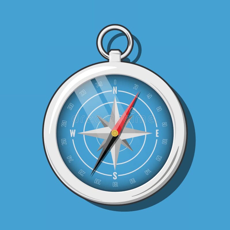 Blue White Compass for Directions Stock Illustration - Illustration of ...