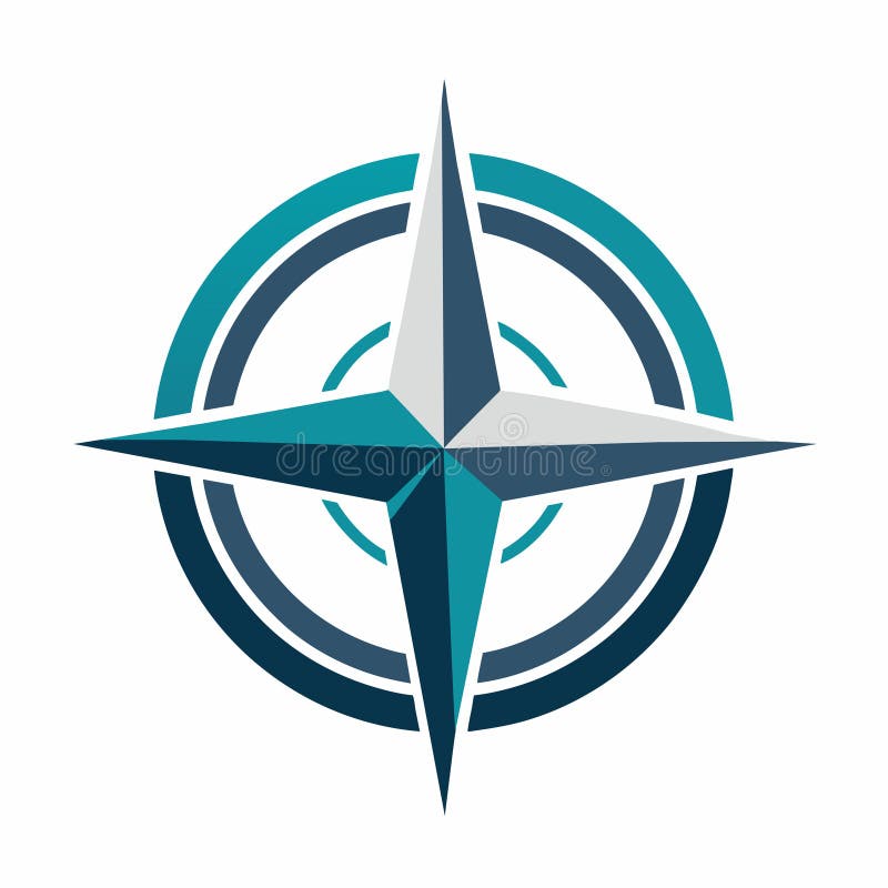 Blue and White Compass Standing on a Plain White Surface, an Abstract ...