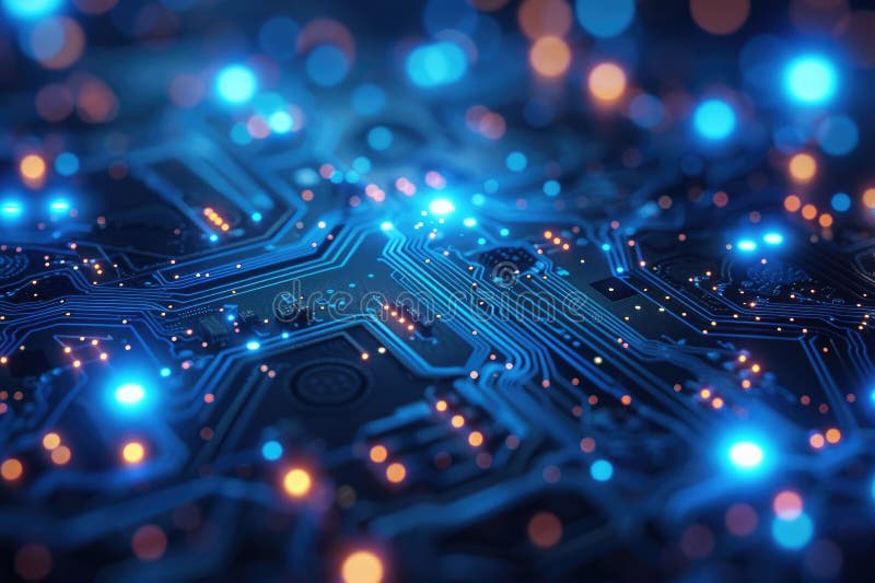 A Blue and White Computer Chip with Many Wires and Circuits by AI ...