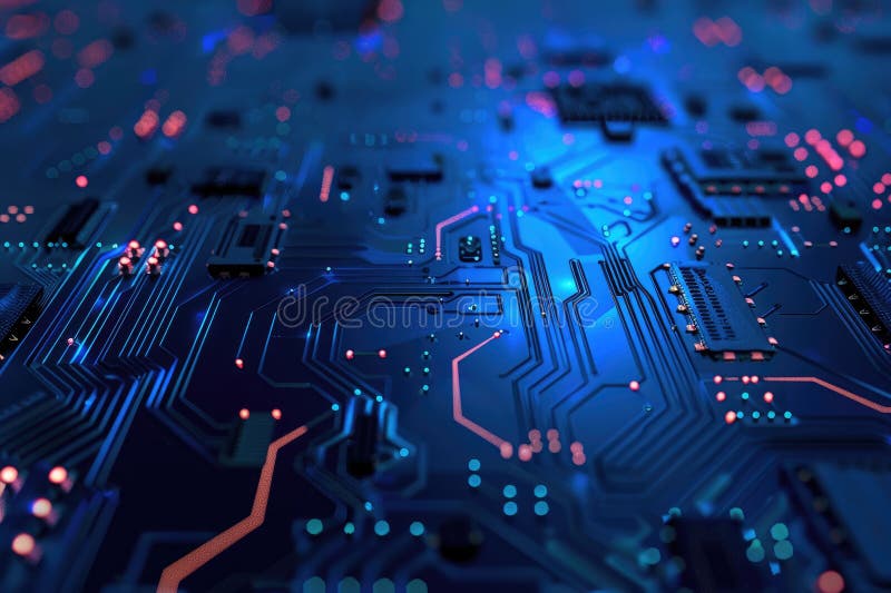 A Blue and White Computer Chip with Many Wires and Circuits by AI ...