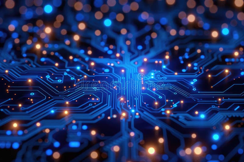 A Blue and White Computer Chip with Many Wires and Circuits by AI ...