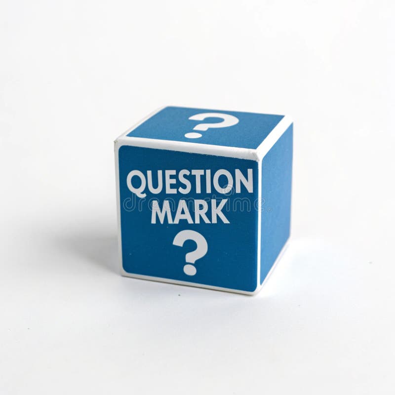 Blue and White Cube with Question Mark Isolated on White Background ...