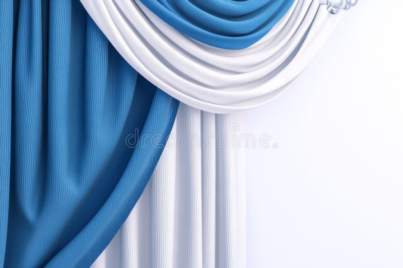 Blue and White Curtains Open To Reveal a Blank Canvas Blue and White ...