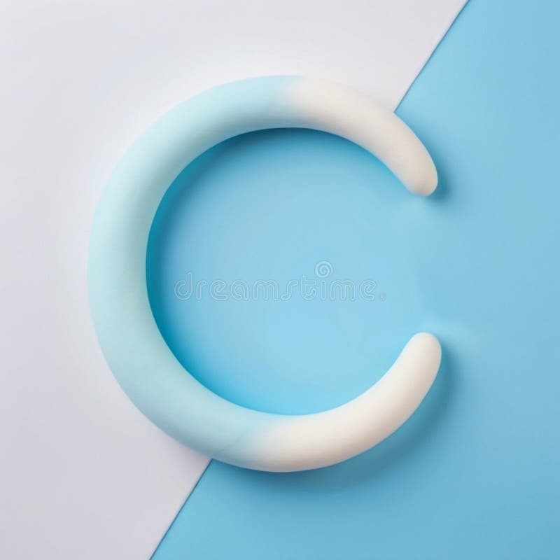 Blue and White Curved Object, Resembling Letter C, is Placed on Split ...