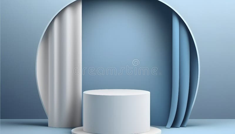 Blue and White 3D Pedestal Podium for Art Display. Stock Illustration ...