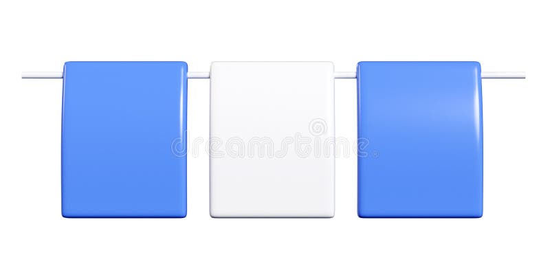 Blue White 3d Render Bunting Flags on String Stock Illustration ...