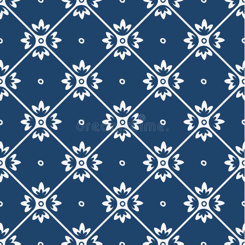 Blue and White Delft Pattern Stock Illustration - Illustration of ...