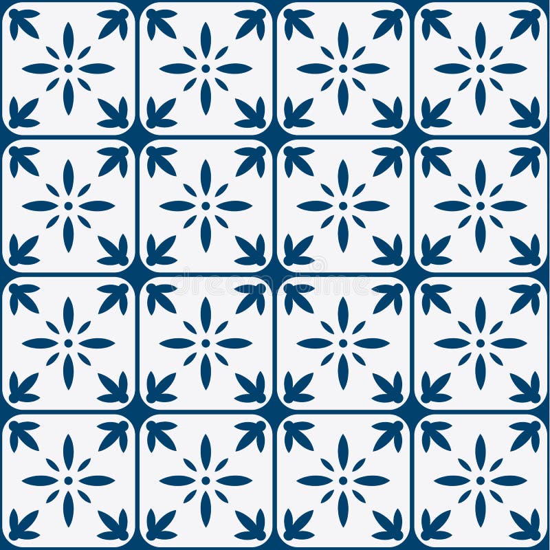 Blue and White Delft Pattern Stock Illustration - Illustration of ...
