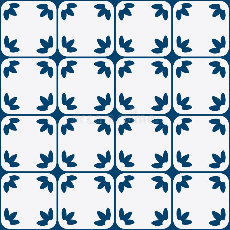 Blue and White Delft Pattern Stock Illustration - Illustration of ...