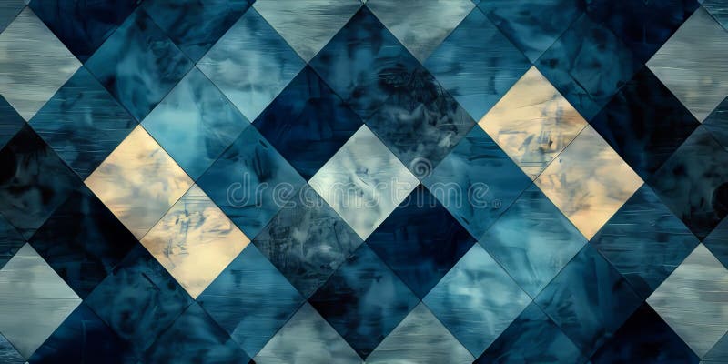 A Blue and White Diamond Pattern on a Wall Stock Photo - Image of ...