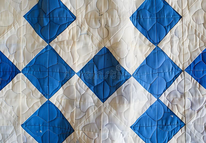 Blue and White Diamond Quilt Pattern Stock Illustration - Illustration ...