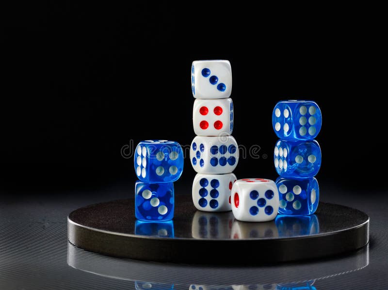 Blue and White Dices on a Round Stone Base Stock Image - Image of dice ...