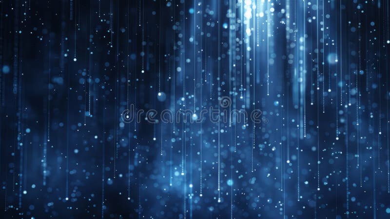 Blue and White Digital Lines with Bokeh and Particles in a Vertical ...
