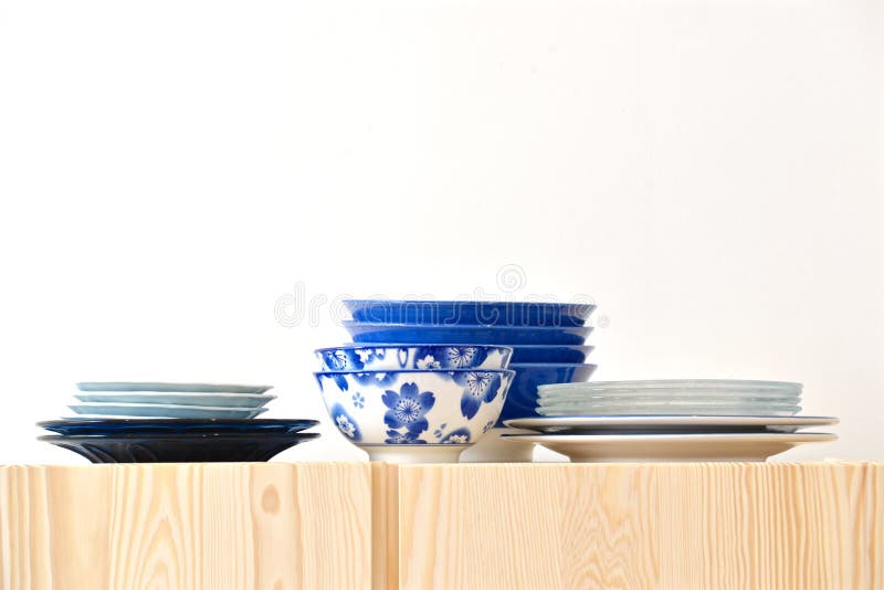 Blue and white dishes stock image. Image of ceramic, color - 61019427