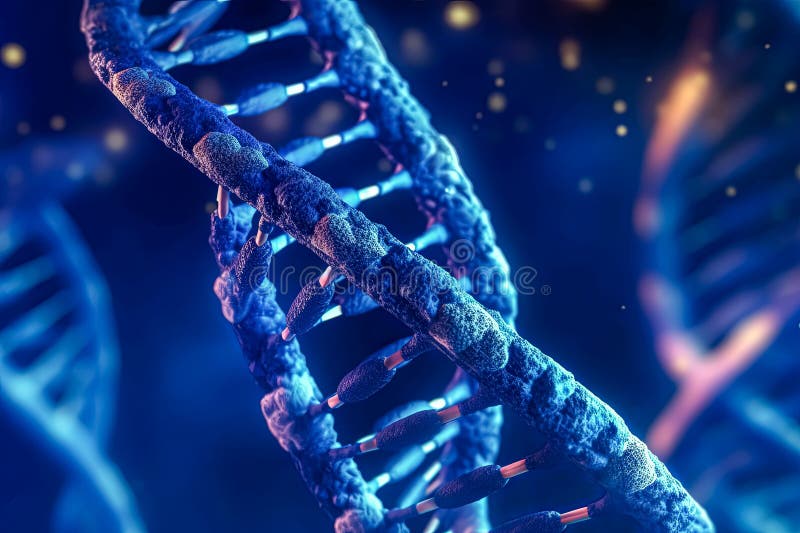 A Blue and White DNA Strand with a Blue Background. Stock Photo - Image ...