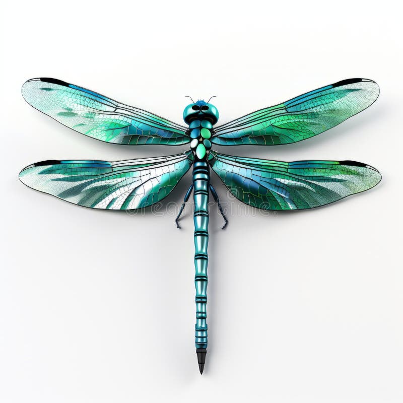 Beautiful 3d Dragonfly Model on White Background Stock Illustration - Illustration of surfaces ...