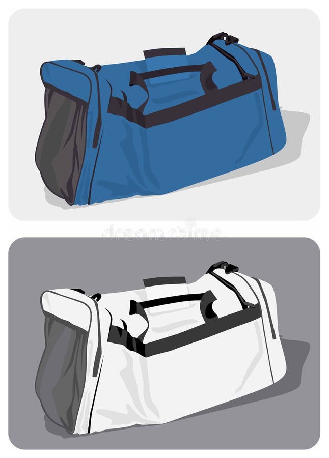 Blue and white duffel bags stock vector. Illustration of fabric - 9183815