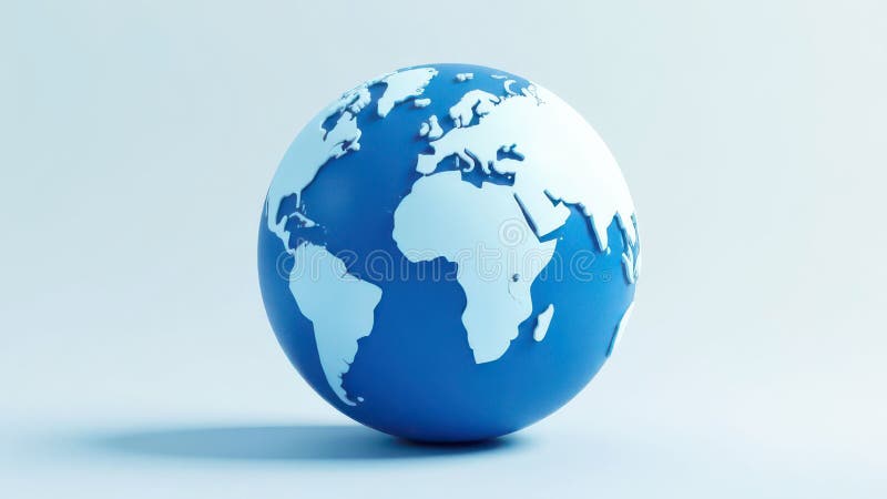 Blue and White Earth Globe on Light Background Stock Illustration ...