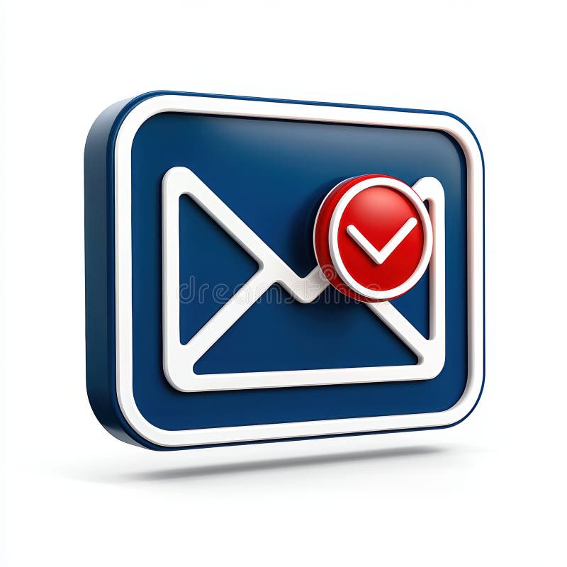 Blue and White Email Icon with Red Notification Button for Messages and ...