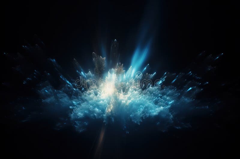 Blue Explosion Smoke, Black Background, Illustration Stock Illustration ...