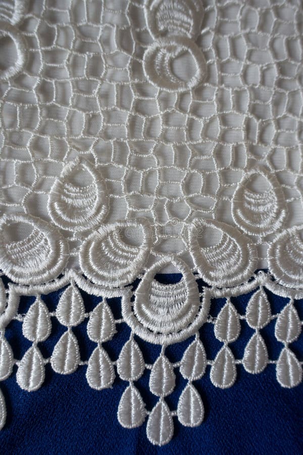 Blue and White Fabric with Vintage Lacy Pattern Stock Photo - Image of ...