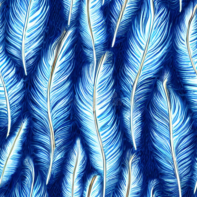 Blue and White Feathers Seamless Tileable Pattern Stock Illustration ...