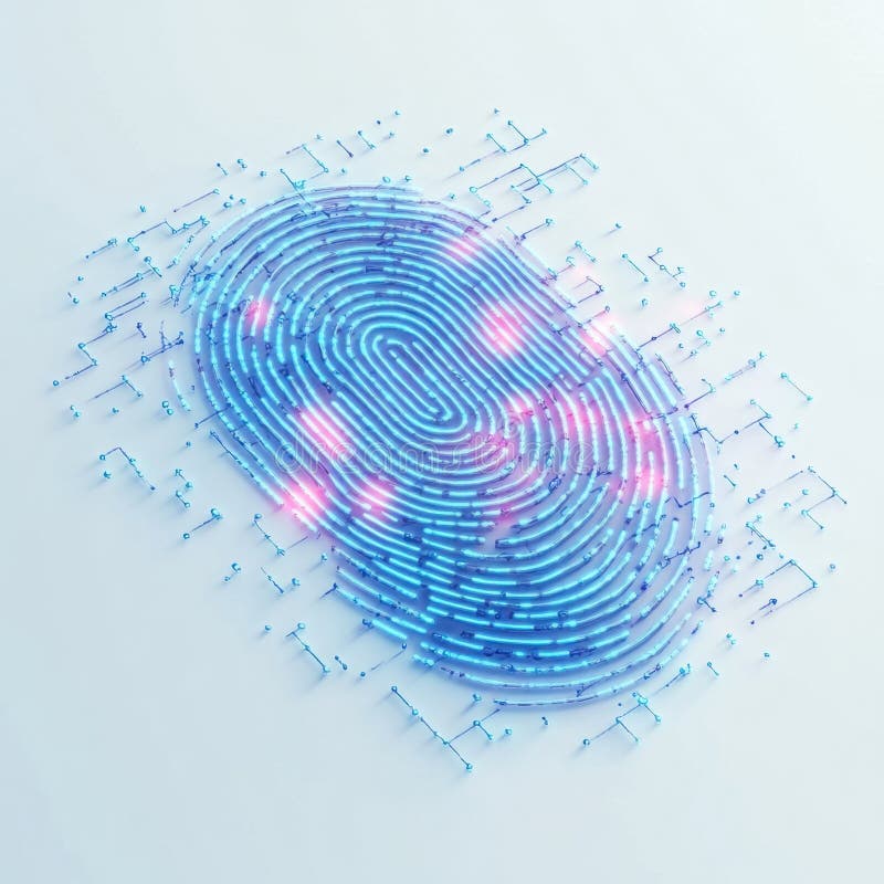 A Blue and White Fingerprint with a Lot of Lines Stock Illustration ...