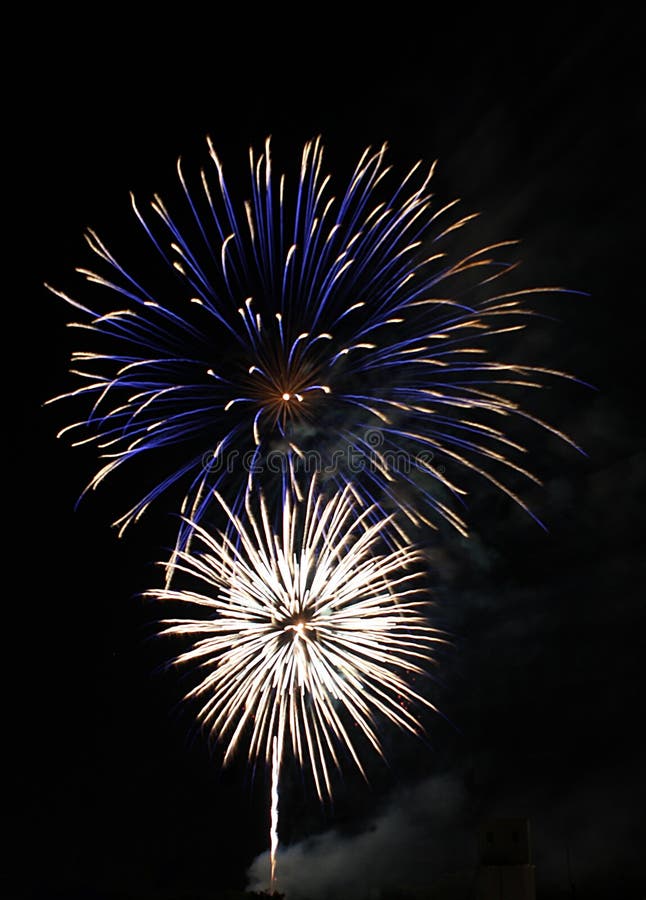 White Fireworks Bursting High in the Sky Stock Image - Image of blurs ...