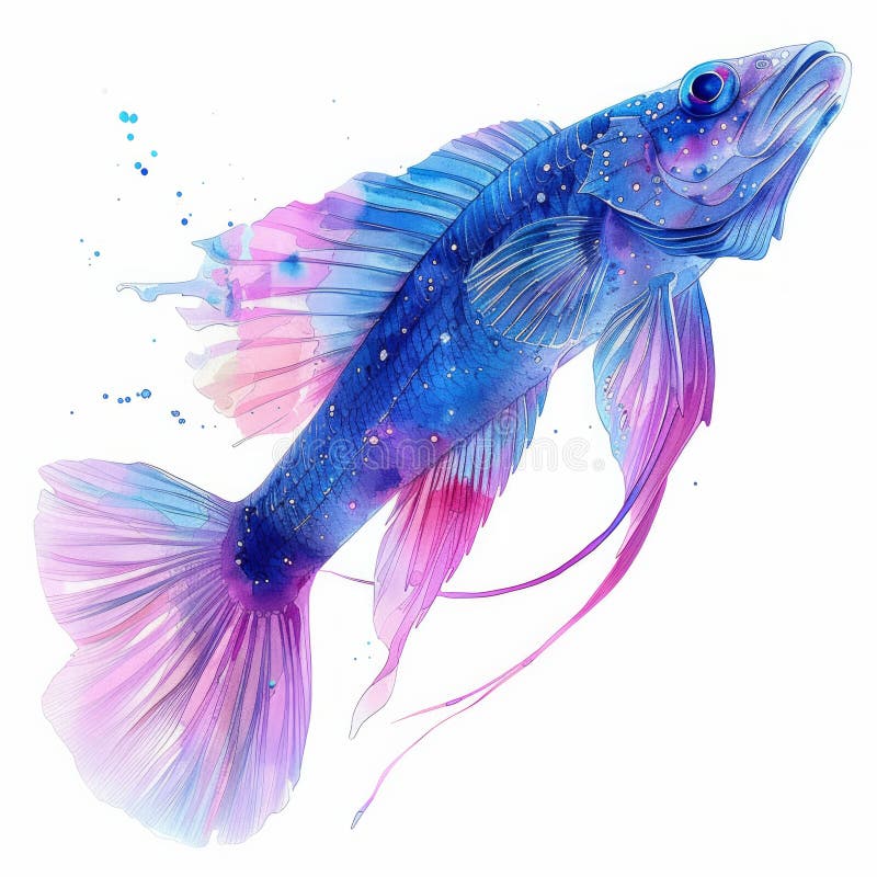 Blue and White Fish with Long Tail Stock Photo - Image of world, deep ...