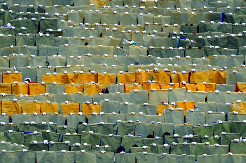 Blue and White Flag Formation for Visual Performance Stock Image ...