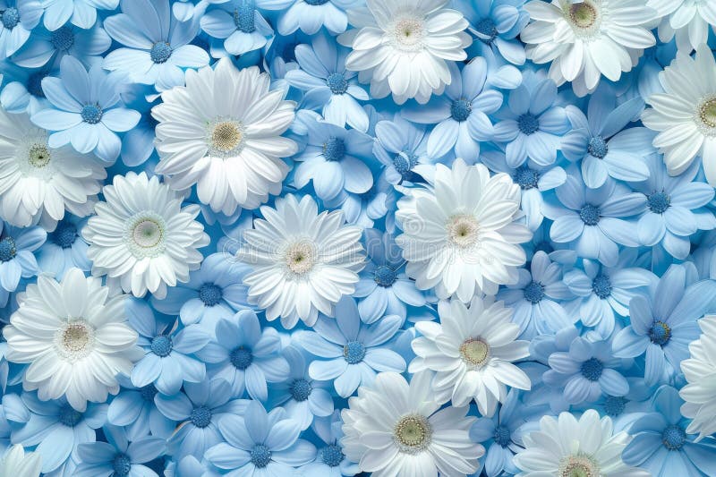 Blue and White Floral Background, Spring or Summer Flowers Texture ...