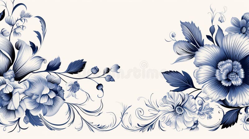A Blue and White Floral Design on a White Background Stock Image ...