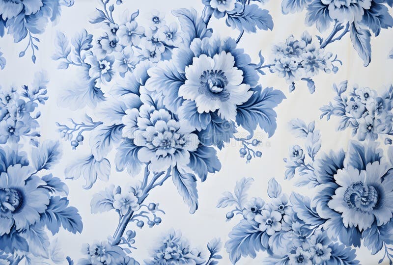 Blue & White Floral Fabric Pattern - Delftware Style Stock Illustration ...