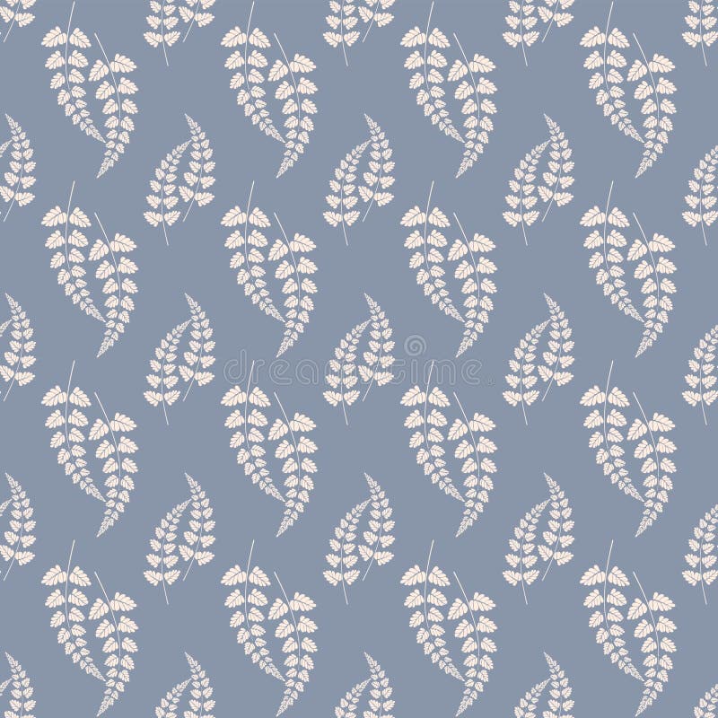 A Blue and White Floral Pattern with White Leaves Stock Illustration ...