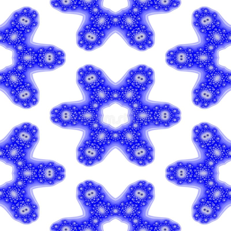Blue White Floral Snowflake Fractal Seamless Pattern Stock Illustration ...